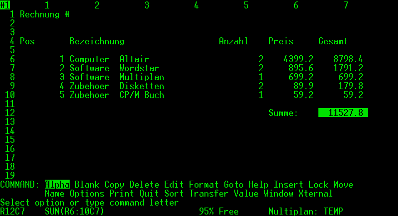Tabellenkalkulation: Multiplan: Computergeschichte